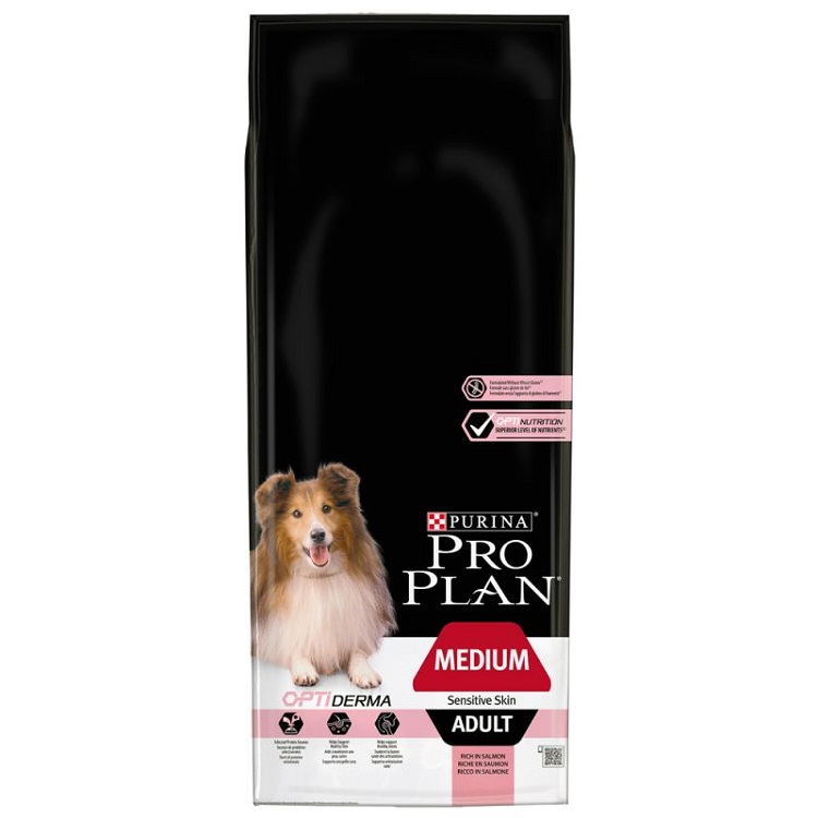 Purina Pro Plan OptiDerma Medium Adult Sensitive Skin lõhe ja riisiga ...
